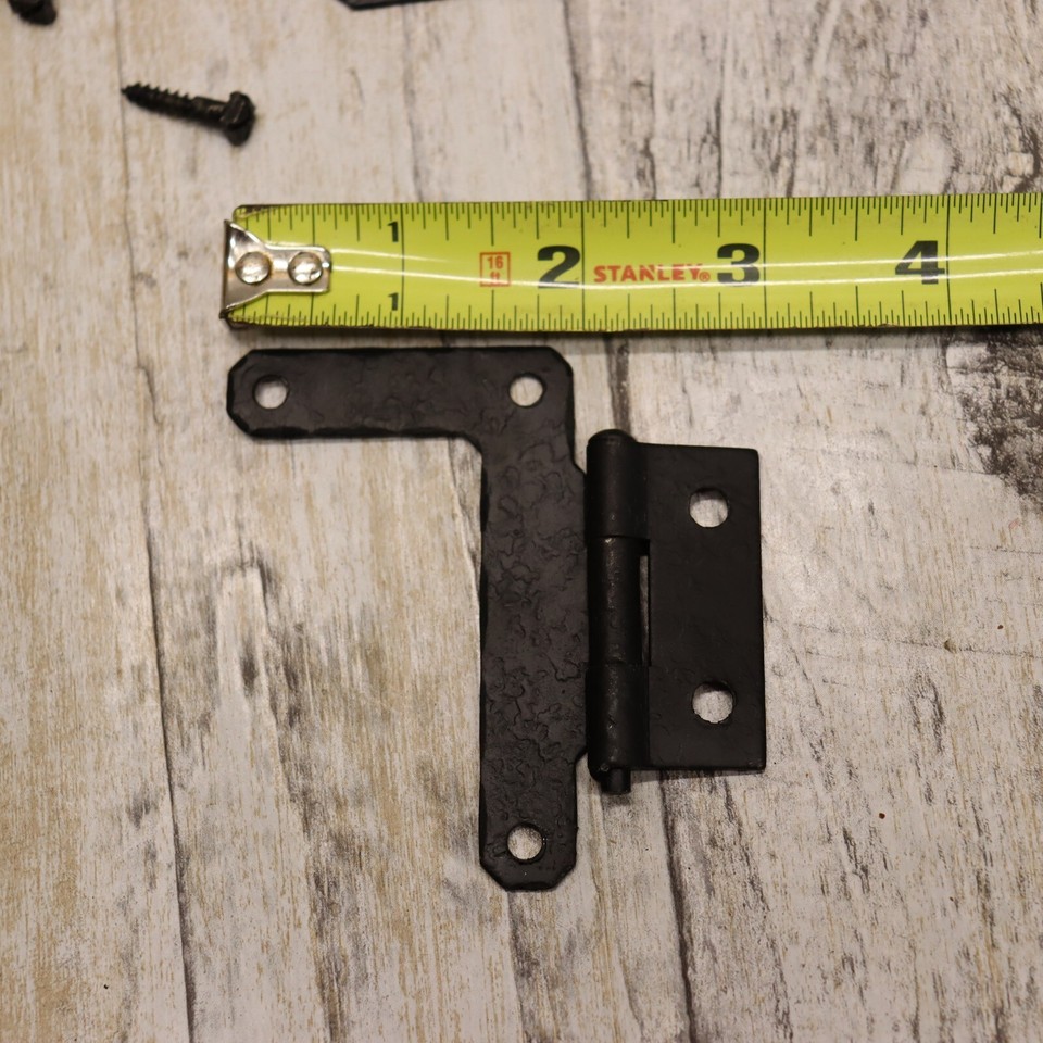 12 Pair- Vintage Mckinney Forged Iron Half Surface L-Hinges, Cabinet ...