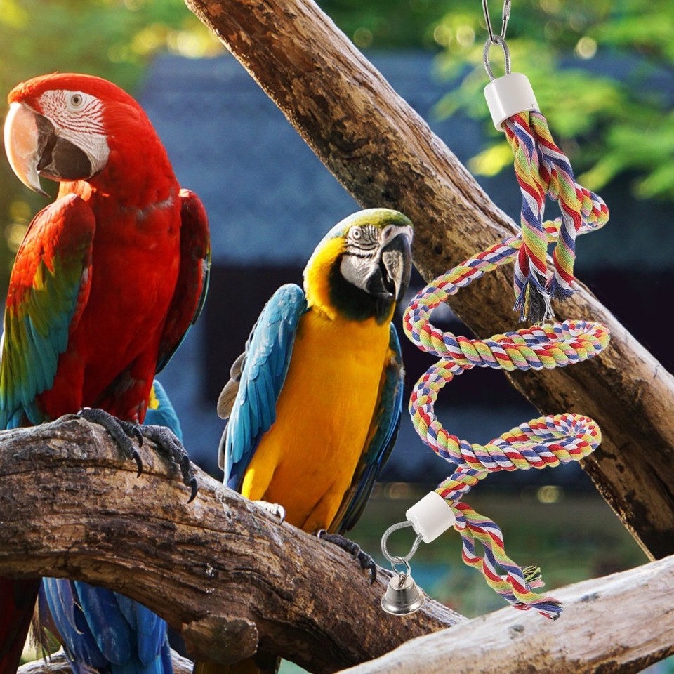 2 Pcs Rope Perches for Parrots Parakeet Cage Bird Accessories Toy ...