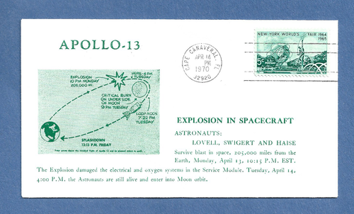 APOLLO 13 EXPLOSION IN SPACECRAFT APR 14,1970 CAPE ASTRO SPACE COVER ...