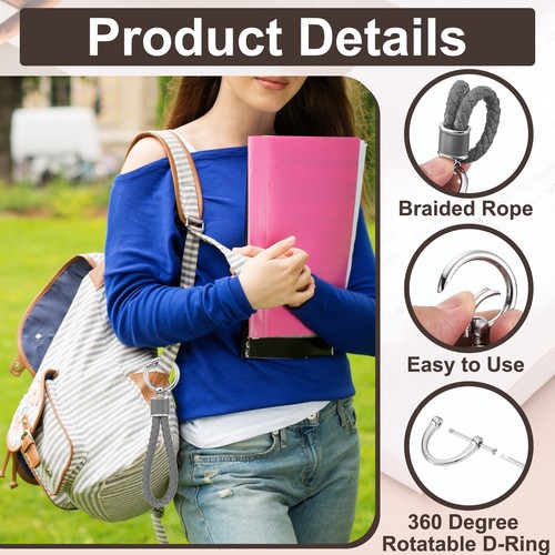 Weave Key Chain Ring Braided Rope Leather Keychain (Grey) | eBay