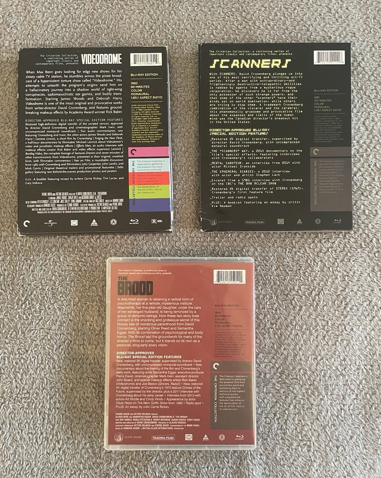 David Cronenberg Criterion Collection Blu-ray Lot, Horror, Sci-Fi, Art ...