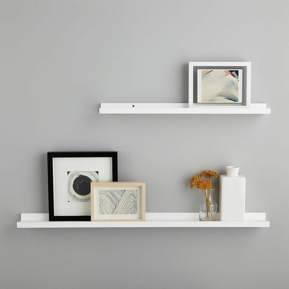 WOODEN FLOATING SHELF SHELVES KIT WALL MOUNTED DISPLAY UNIT HOME OFFICE ...