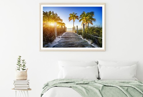 Wooden Foot Path to Sea Sunset Print Premium Poster High Quality choose ...