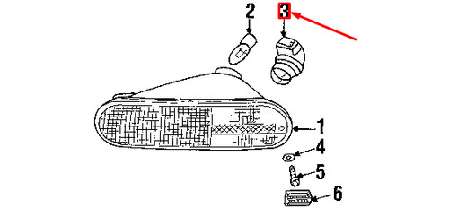 NEW VOLKSWAGEN BEETLE TAIL LIGHT 3 PIN BULB SOCKET 7D0953123A ORIGINAL ...