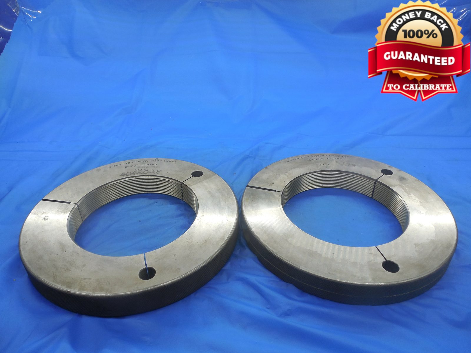 5" 12 N BUTT-3 BUTTRESS THREAD RING GAGES 5.0 GO NO GO P.D.'S = 4.9443 ...