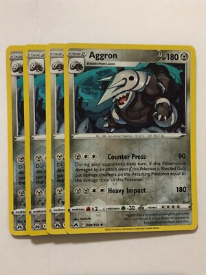 Pokemon Card Crown Zenith 4x Playset Reverse Holographic Aggron 089/159 ...