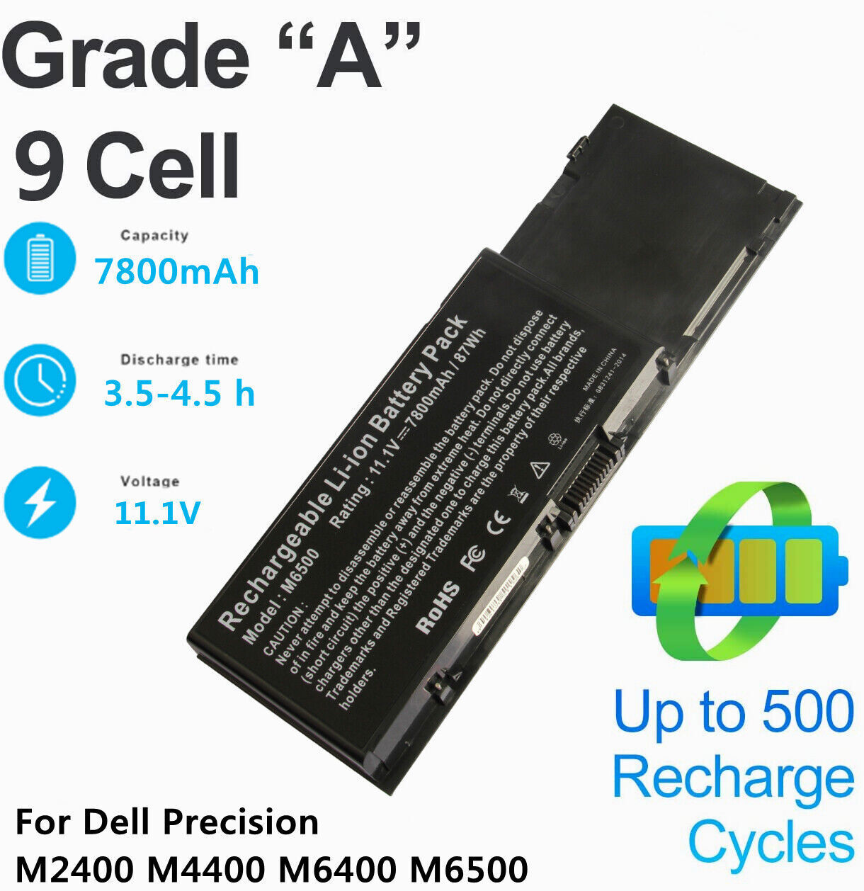 8M039 Battery for Dell Precision M2400 M4400 M6400 M6500 C565C 03M190 9 ...