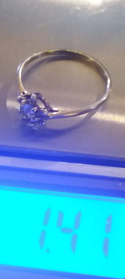 L@@K AMAZING Pawn Shop Closeout SMG Diamond Blue Stone 10k Gold Ring sz ...