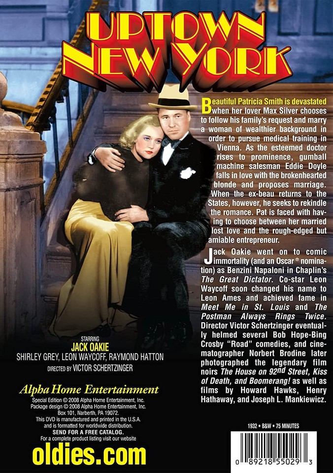 Uptown New York (DVD) Jack Oakie Leon Ames Raymond Hatton | eBay
