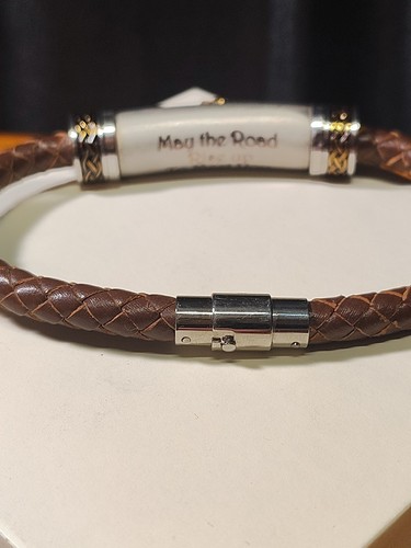 BGE Braided Leather Bracelet,Gem,Stainless Steel,24 Karat Gold Plating ...