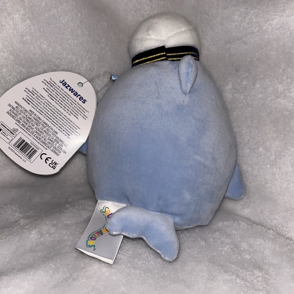 Squishmallow Samir the Blue Whale 5 Inch with Sailor Hat Soft Plush NWT ...