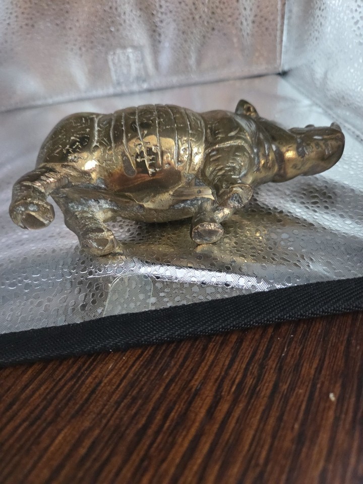 Vintage Brass Rhinoceros Figurine Statue Solid Heavy 5" | eBay
