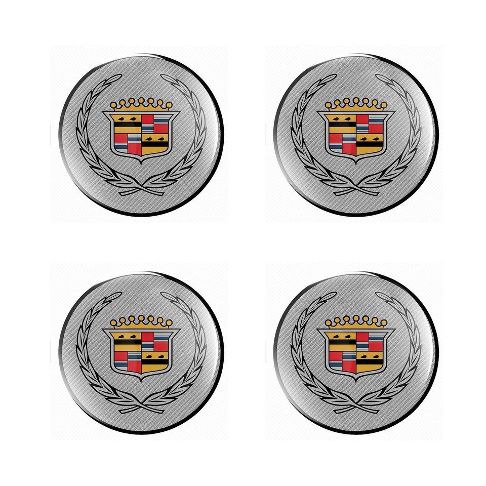 Cadillac Glossy Stickers 4pcs Decals Resin Rim Badge wheel caps emblem ...