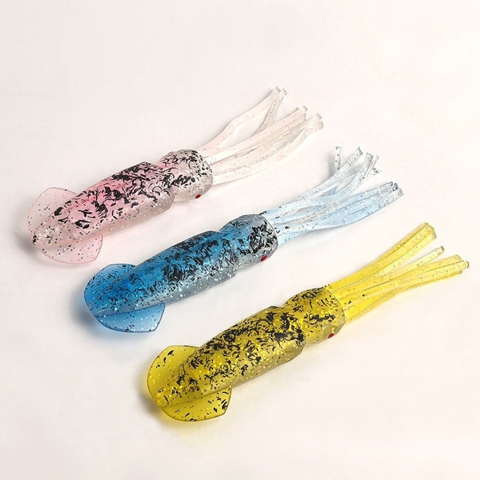 12.5cm Dual Color Soft Squid Lure with 3D Eyes and Smooth Underwater ...