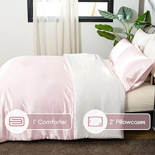 Redkey Satin Comforter Set King Luxurious Soft Silky Cooling Down ...