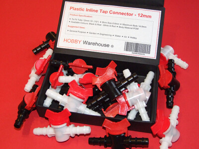 12mm Inline Tap Connector Barbed Plastic Shut Off Valve Water Hose ...