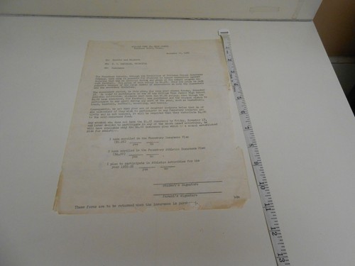 1955 William Penn Jr. High School Athletic Insurance Form | eBay