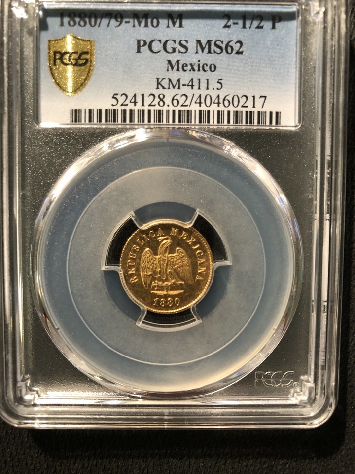 G035 Mexico Republic 2-1/2 Pesos gold, 1880/79-MoM. PCGS MS62. Rare ...