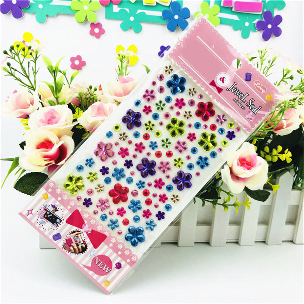 Self Adhesive Glitter Flower Crystal Gems Jewel Diamond Sticker ...