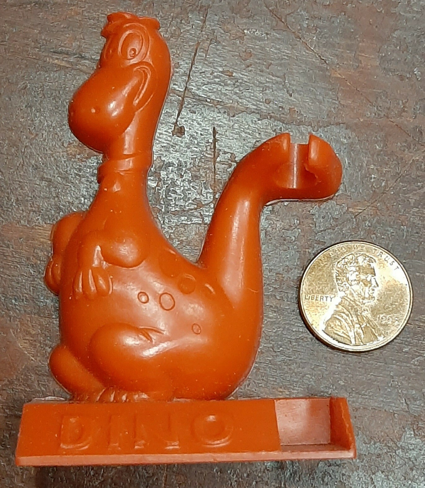 Flintstones Fruity Pebbles Dino red Toothbrush holder Cereal toy prize ...