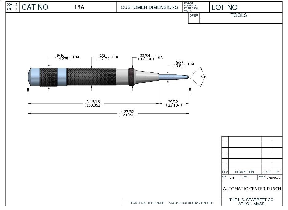 Starrett 18A Automatic Center Punch | eBay