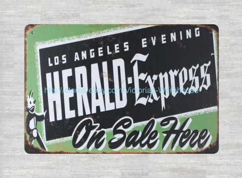 Los Angeles Evening Herald-Express on Sale Here metal tin sign plaque ...