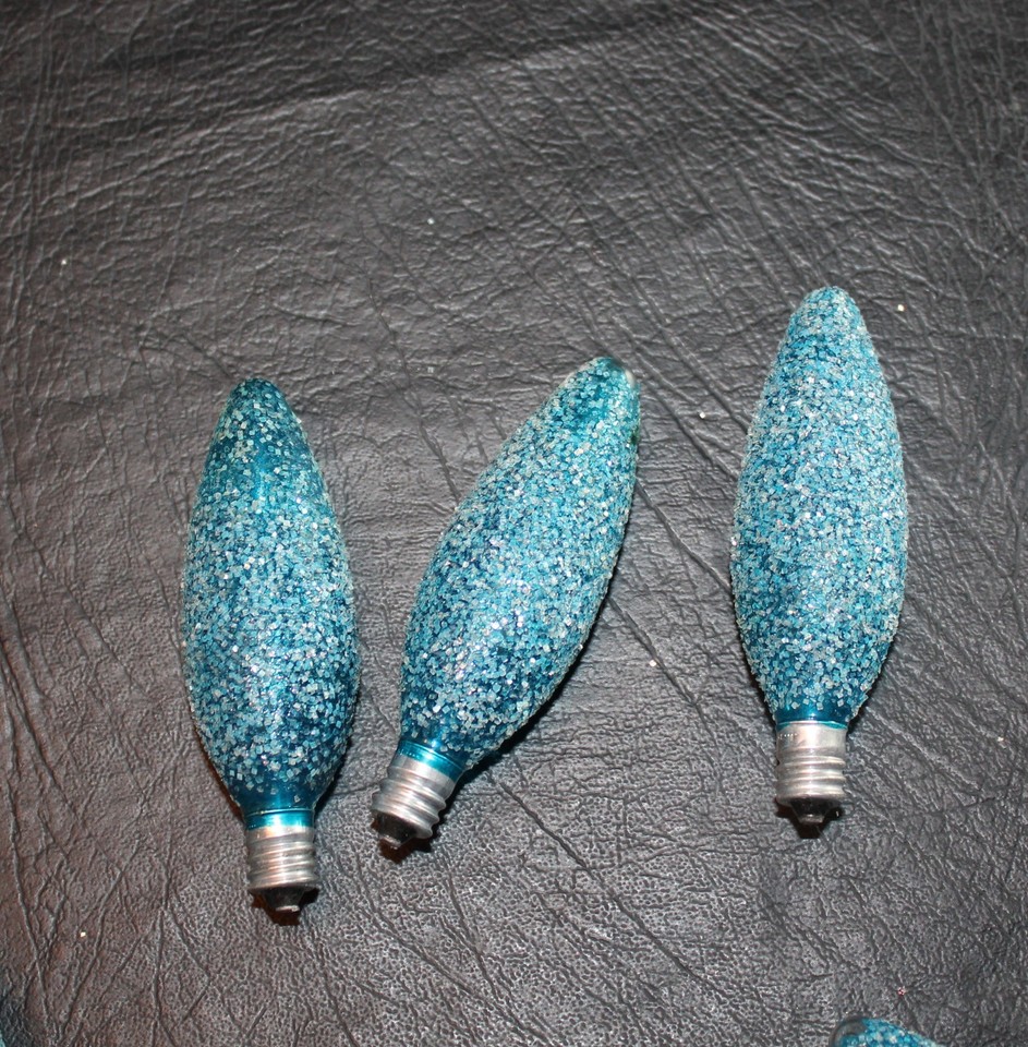 10 Blue Vintage GE Stardust Sugar Coated Christmas Bulbs. Working. AS ...