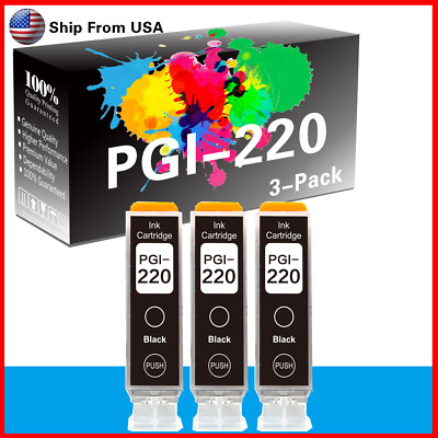 3PK PGI220 PGI-220 Ink Cartridge for Pixma MX860 MP990 MP620 Printer ...