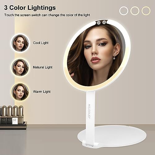Travel Makeup Mirror with Lights 8" Foldable Compact Mirror with 12X ...