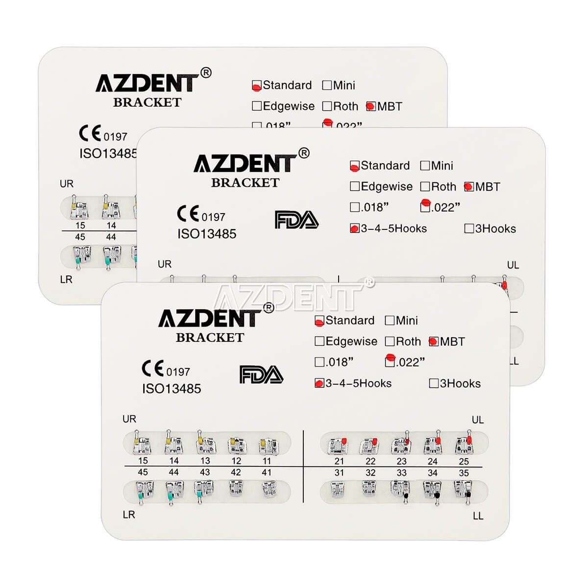 20 Kits AZDENT Dental Orthodontic Brackets Braces Standard MBT Slot.022 ...