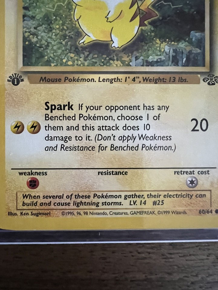 Pokemon Card VERY RARE, Pikachu Spark Basic Pokemon 50 HP, LV14, #25 ...