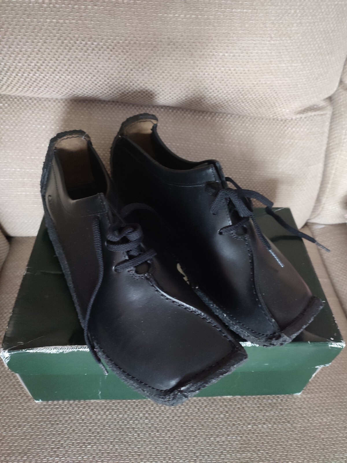 New Clarks Shoes Alberni Wallabees Black Real Leather Hand Lasted Rare ...