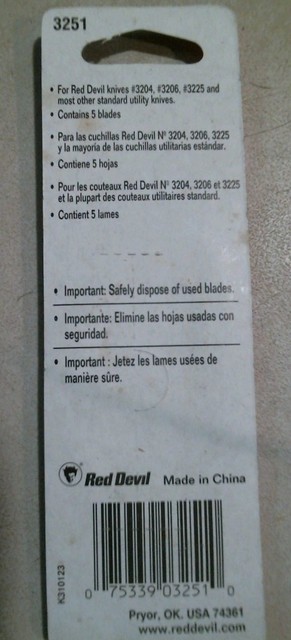 Red Devil Super-Honed Heavy Duty 5 Pack 3263 Blades For 3205 Utility ...