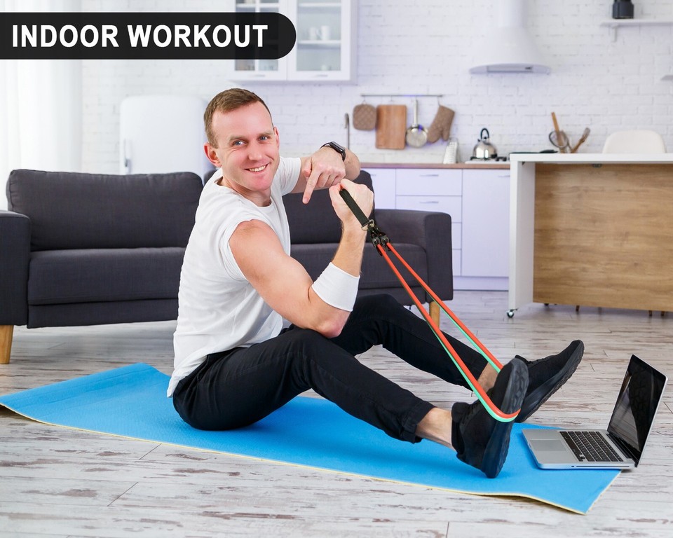 Resistance Band Set - Short & Long Stackable Exercise Bands for Fitness ...