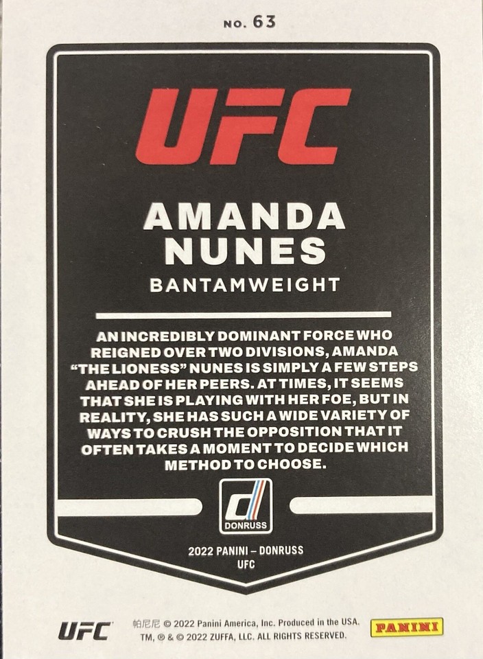 2022 Donruss UFC - #63 Amanda Nunes | eBay