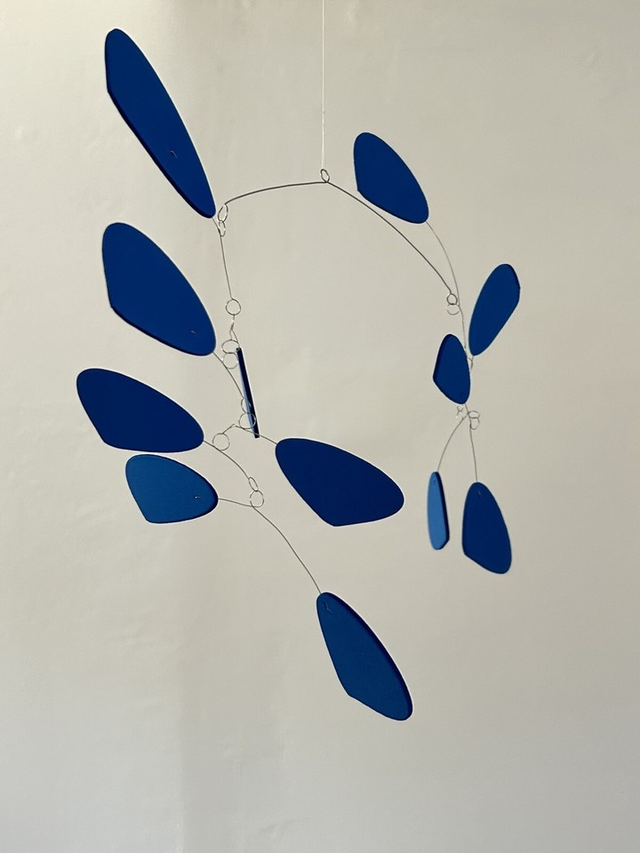 Modern Hanging Mobile Art Blue #5 Lightweight Kinetic Sculpture 10 X 7 ...