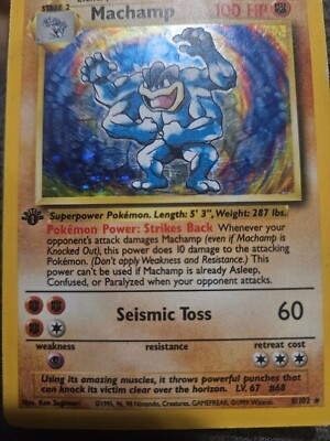 Authentic 1999 TOPPS 1ST EDITION SUPER RARE HOLO FOIL MACHAMP POKEMON ...