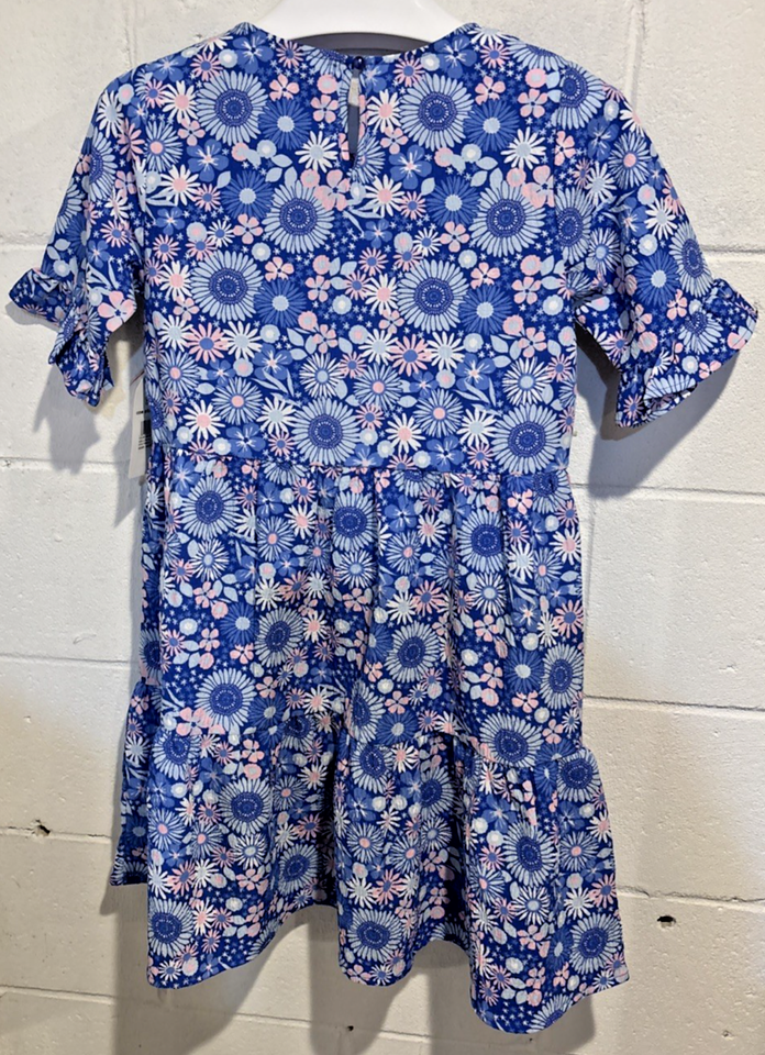 One Step Up Girls Dress Short Sleeve Crew Neck Blue Pink Floral Size L 12-14 | eBay