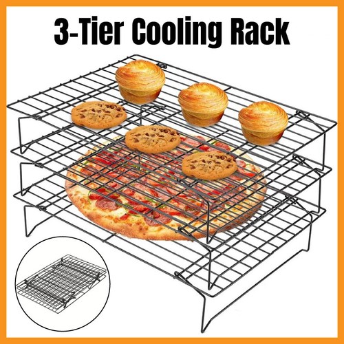 3 Tier Cake Rack Baking Bread Cooling Rack Portable Collapsible Mesh ...
