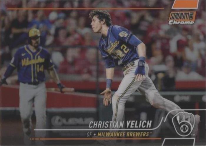 2022 Topps Stadium Club Chrome - Christian Yelich #192 Orange Refractor ...
