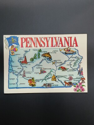 Pennsylvania Keystone State Map Vintage Postcard | eBay