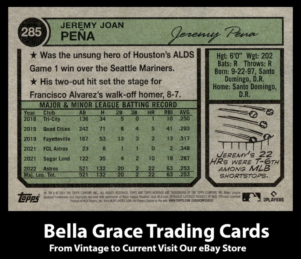 2023 Topps Heritage Jeremy Peña #285 Houston Astros MLB Baseball | eBay