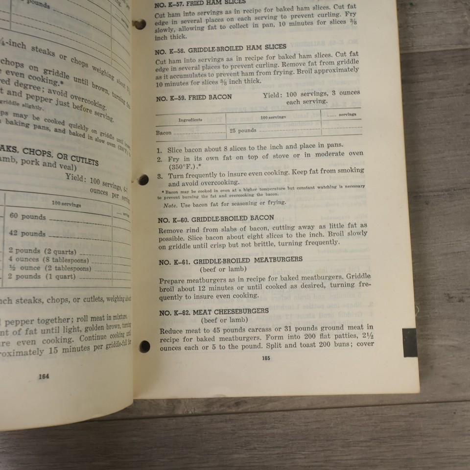 US Army Air Force Technical Book TM 10-412-AFM 146-3 1950 Recipes ...