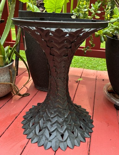 Vintage Black Metal Acanthus Leaf Pedestal Table Base Plant Stand 21" Sheaf | eBay