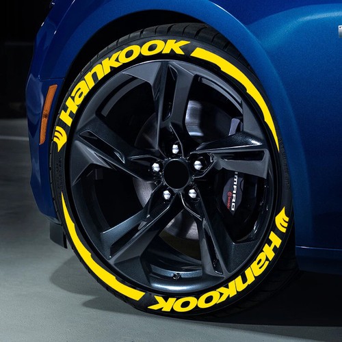 Yellow HANKOOK Permanent Tire Letters Sticker For 15"-24" Wheel 1.38" 8 ...