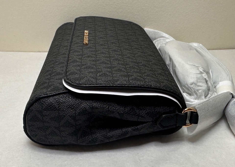 MICHAEL KORS Jet Set Medium MK Logo PVC Convertible Crossbody Pouchette ...