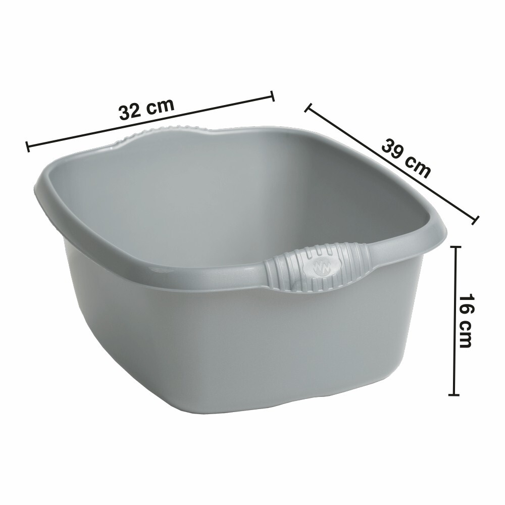 39cm Plastic Washing Up Rectangular Bowl with Integral Handles Basin ...