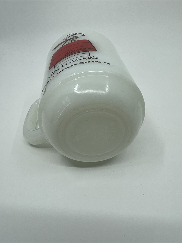 Vintage 1965 Snoopy Curse You Red Baron Peanuts Milk Glass Mug Fire ...