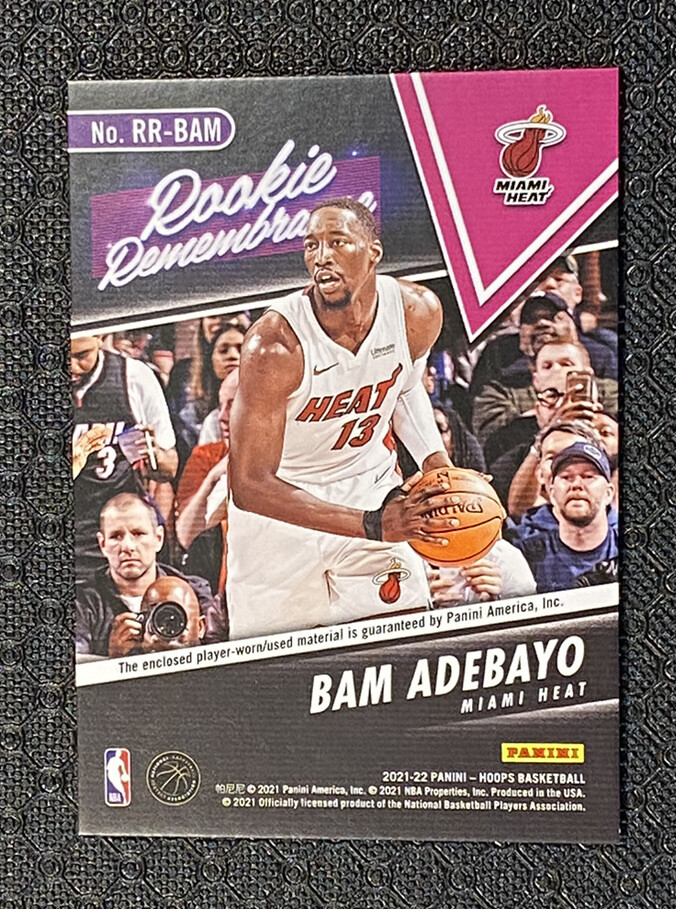 2021 Hoops Basketball Card RT-Bam Adebayo “Rookie Remembrance” Miami ...
