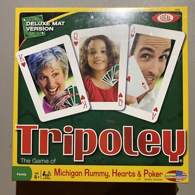 Tripoley Deluxe Mat Version Board Game Michigan Rummy Complete Sealed ...